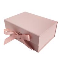 China Pink Magnetic C1S C2S Foldable Packaging Box With Ribbon Closure for sale