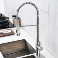 China Intelligent Pull Down Flexible Hose Kitchen Faucet Spring Spout Exposed DC4.5-6.5V for sale