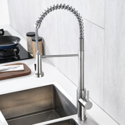 China Spring Coil Touchless Kitchen Faucet 18/10 Stainless Steel Pull Down Sprayer 35mm Ceramic Cartridge for sale