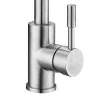 China 360 Degree Swivel Brushed Nickel Kitchen Faucet Single Handle Lead Free Stainless Steel for sale
