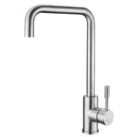 China 360 Degree Swivel Brushed Nickel Kitchen Faucet Single Handle Lead Free Stainless Steel for sale
