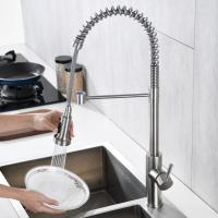 China HOMEKA Coil Spring Kitchen Spray Taps 360 Degree PEX Swiveling Pull Out Hose for sale