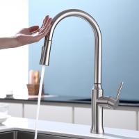 China Smart Touch Sensor Pull Down Kitchen Faucet 18/10 Stainless Steel 35mm Ceramic Cartridge for sale