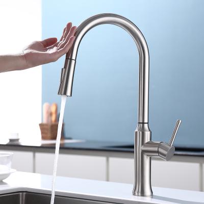 China IPX5 Touch Sensor Pull Down Kitchen Faucet 2039-TT DC 6V Stainless Steel for sale