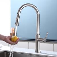 China 18/10 Stainless Steel Wave Sensor Kitchen Faucet with Pull Down Spray Head 2039-SS for sale