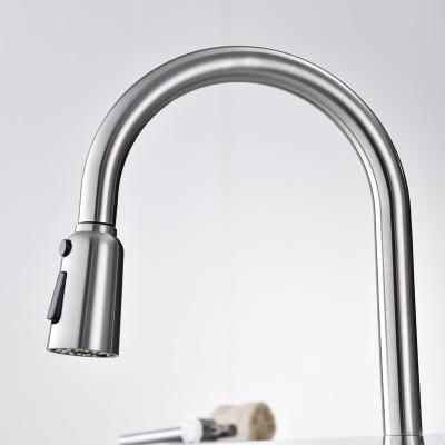 China 18/10 Stainless Steel Single Hole Pull Down Kitchen Faucet 35mm Ceramic Cartridge for sale