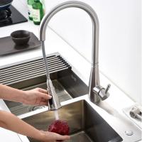 China SUS304 Stainless Steel Single Lever Kitchen Faucet with Dual Mode Spray Wand 35mm Ceramic Cartridge for sale