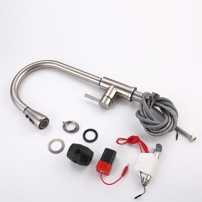China DC6V IPX5 Touch Sensor Pull Down Kitchen Faucet Brushed Nickel Single Hole Mixer for sale