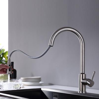 China Touchless Sensor Kitchen Faucet 360 Degree Swivel Pull Down Hose IPX5 Stainless Steel for sale