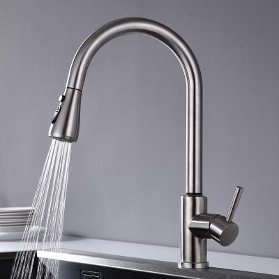China HOMEKA Deck Installed 18/10 Stainless Steel Kitchen Bar Faucet Brushed Nickel Pull Down 35mm Ceramic Cartridge for sale