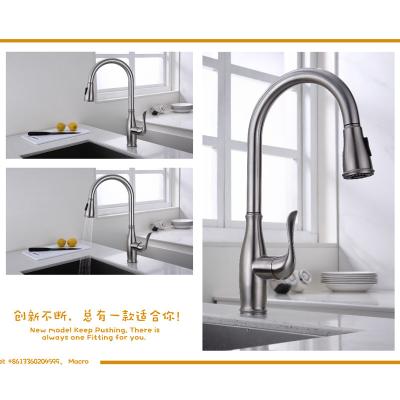 China CUPC Hose Deck Mounted Kitchen Faucet Sus304 Solid Stainless Steel Taps for sale