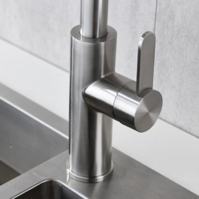 China HOMEKA 2008X Single Handle High Arc Kitchen Faucet Brushed Nickel 18/10 Stainless Steel Pull Down Mixer Tap for sale
