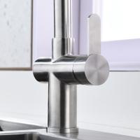 China Water Efficient Kitchen Water Faucets Solid Stainless Steel Angled Spout for sale