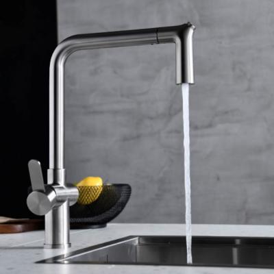 China Angled Spout Smart Touch Kitchen Faucet Pull Out Sprayer Mixer CUPC for sale