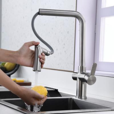 China High Arc Angled Spout Kitchen Bar Faucets CUPC Hose DC6V for sale
