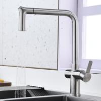 China Water Efficient Kitchen Water Faucets Solid Stainless Steel Angled Spout for sale