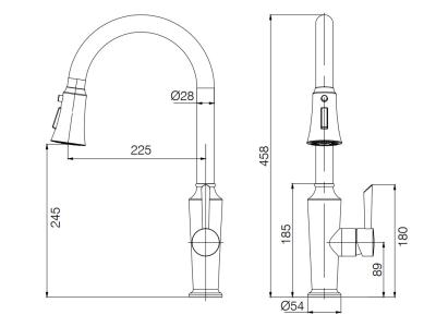 China Wave Sensor Kitchen Faucet Gooseneck Pull Down Mixer DC 4.5-6.5V Brushed Nickel 2073-SS for sale