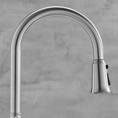 China HOMEKA 2073 Brushed Nickel Gooseneck Kitchen Faucet High Flow Pull Down Sprayer 35mm Ceramic Cartridge for sale