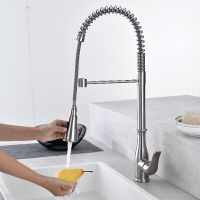 China SUS304 Stainless Steel Single Lever Kitchen Faucet with 35mm Ceramic Cartridge and Dual Spray for sale