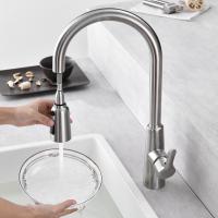 China Retractable 360 Degree Rotation Faucets SUS304 Single Hole Pull Down Kitchen Faucet for sale