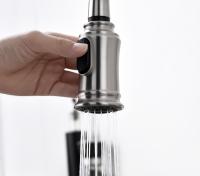 China DC4.5-6.5V Motion Activated Sink Faucet Retractable Brushed Nickel Kitchen Mixer Tap 19006-SS for sale
