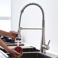 China Deck Mounted Spring Coil Kitchen Faucet Retractable With 35mm Ceramic Cartridge for sale