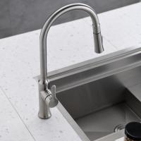 China Wave Sensor Deck Mounted Kitchen Faucet 18/10 Stainless Steel High Arch Gooseneck Spout 2039-SS for sale