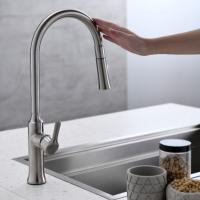China Smart Touch Sensor Pull Down Kitchen Faucet 18/10 Stainless Steel 35mm Ceramic Cartridge for sale