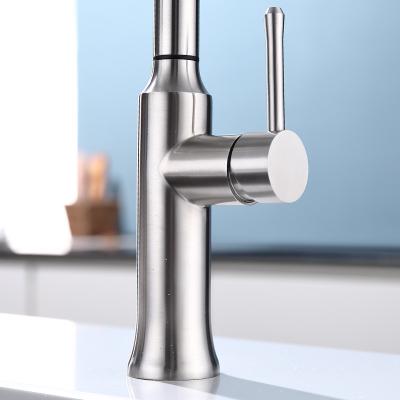 China SUS304 Stainless Steel Pull Down Kitchen Faucet Goose Neck Mixer Tap 35mm Ceramic Cartridge for sale
