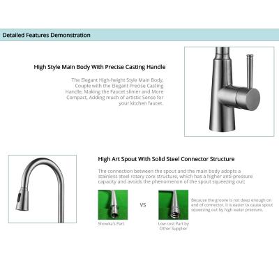 China 360 Degree Swiveling Spout Retractable Kitchen Faucet SUS304 Stainless Steel Pull Down Tap for sale