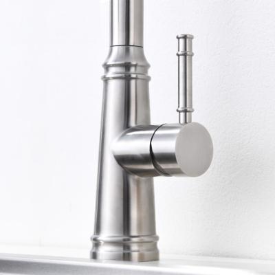 China 18/10 Stainless Steel Brushed Nickel Kitchen Faucet 360 Degree Swiveling Spout Pull Down Sprayer for sale