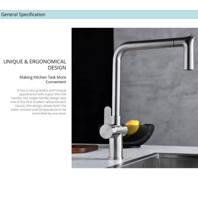 China Retractable Motion Sensor Kitchen Faucet 18/10 Stainless Steel Deck Mounted Single Hole 2063-SS for sale