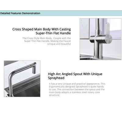 China IPX5 Hands Free Kitchen Sink Faucet / Single Handle Pull Out Kitchen Faucet ODM for sale