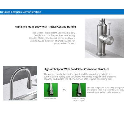 China Touch Control Pull Down Kitchen Faucet 18/10 Stainless Steel Brushed Nickel 2073-TT for sale