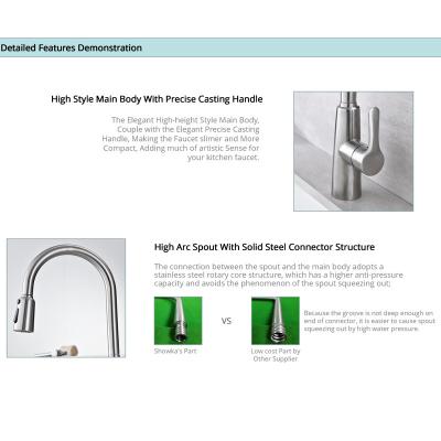 China Stainless Steel Pull Down Kitchen Faucet Triple Mode Sprayer 35mm Ceramic Cartridge for sale