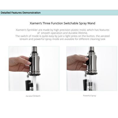 China 18/10 Stainless Steel Flexible Kitchen Faucet With Retractable Pull Down Hose for sale