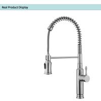 China DC4.5-6.5V Motion Activated Sink Faucet Retractable Brushed Nickel Kitchen Mixer Tap 19006-SS for sale