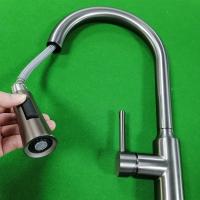 China Pulldown Kitchen Bar Faucets Single Hole Flexible Hose Mixer Sus304 2039QH for sale