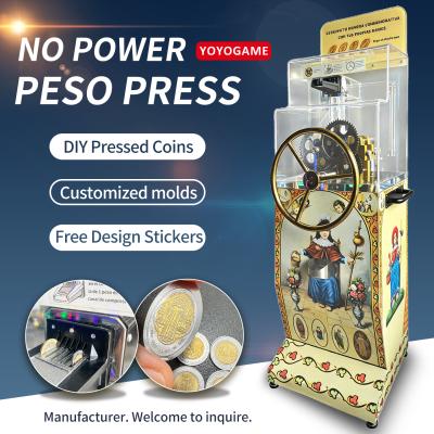 China No electricity Mechanical Penny Press Machine Manual Hand‑Wheel Souvenir Coin Embossing Stamping Equipment for 1 Peso Blanks Catholic Sanctuary Museum & Pilgrimage Tourist Spots in Brazil Mexican for sale