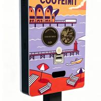 China No Electric Power Required 100% Mechanical Medallion Coin Vending Machine Custom Sticker 30~45mm Round Manual Coins Acceptor medal vending machine in Russia for sale