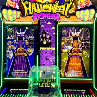 China Halloween Pumpkin Bowling Coin Operated Arcade Game Metal Lottery Ticket Redemption Machine for sale