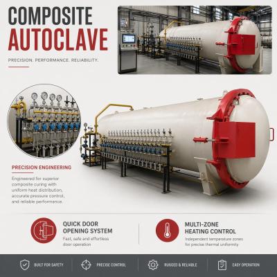 China CE Certified Hot Press Autoclave Used in FRP Fiberglass Production Even Heat Circulation Anti-corrosion Industrial Curing for sale