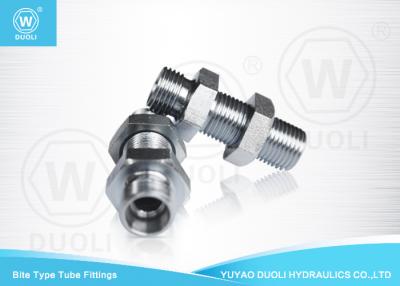 China Steel 24 Degree H.T. Hydraulic Bulkhead Union Bite Type Tube Fitting DIN Carbon Steel for sale
