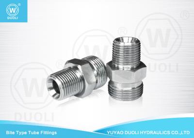 China Carbon Steel Hydraulic Bite Type Tube Fitting BSPT Male Stud Connector 1CT for sale