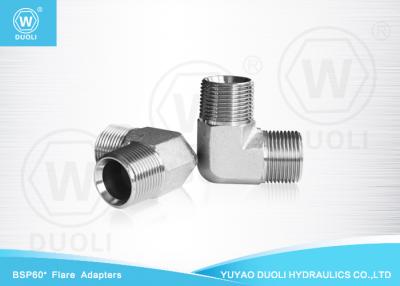 China Carbon Steel BSP BSPT Male 90 Degree Elbow Hydraulic Flare Fitting Adapter G1/8 to G2 for sale
