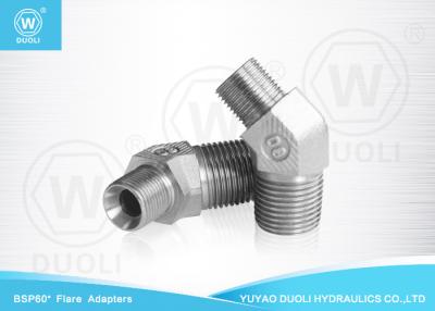 China Carbon Steel 45° Elbow BSP BSPT Male Thread Hydraulic Flared Tube Fitting 60° Cone Seat 1/4 to 2 Inch for sale