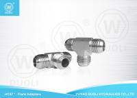 China Carbon Steel JIC 37° Flare Male Tee Fitting 7/16-20 to 2-1/2-12 Thread Sizes for sale