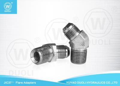China Carbon Steel JIC 37 Degree Flare to BSPT Male Hydraulic Adapter 45 Elbow 7/16-20 to 1 7/8-12 for sale