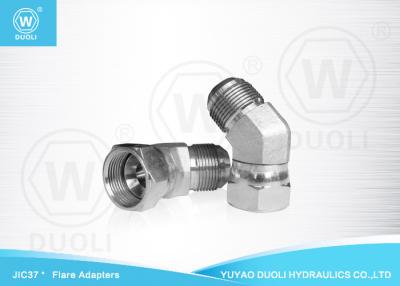 China Carbon Steel 45° Elbow JIC Flare Fittings 37 Degree Bulkhead Hydraulic Fittings 7/16-20 to 1-7/8-12 for sale