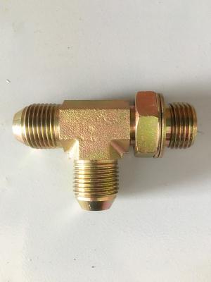 China Carbon Steel JIS BSPT Male Tee Hydraulic Hose Adapter 60 Cone for sale
